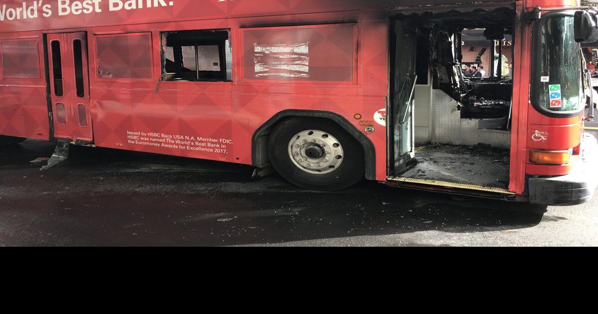 3 injured as firefighters battle flames in tour bus, Lone Mountain ...