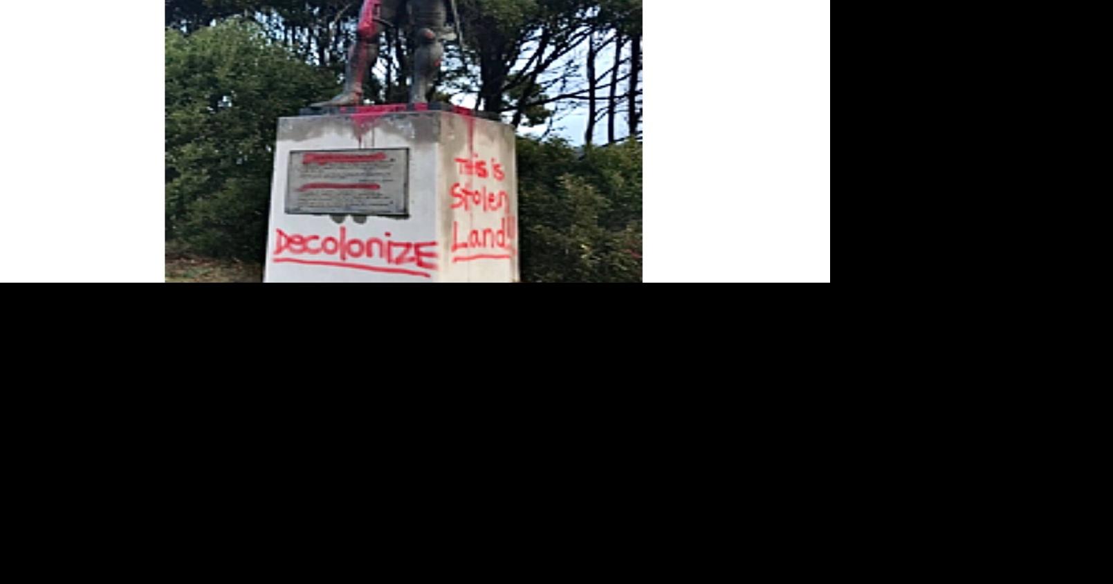 Statues of Spanish explorer, king defaced by vandals near Lake Merced ...