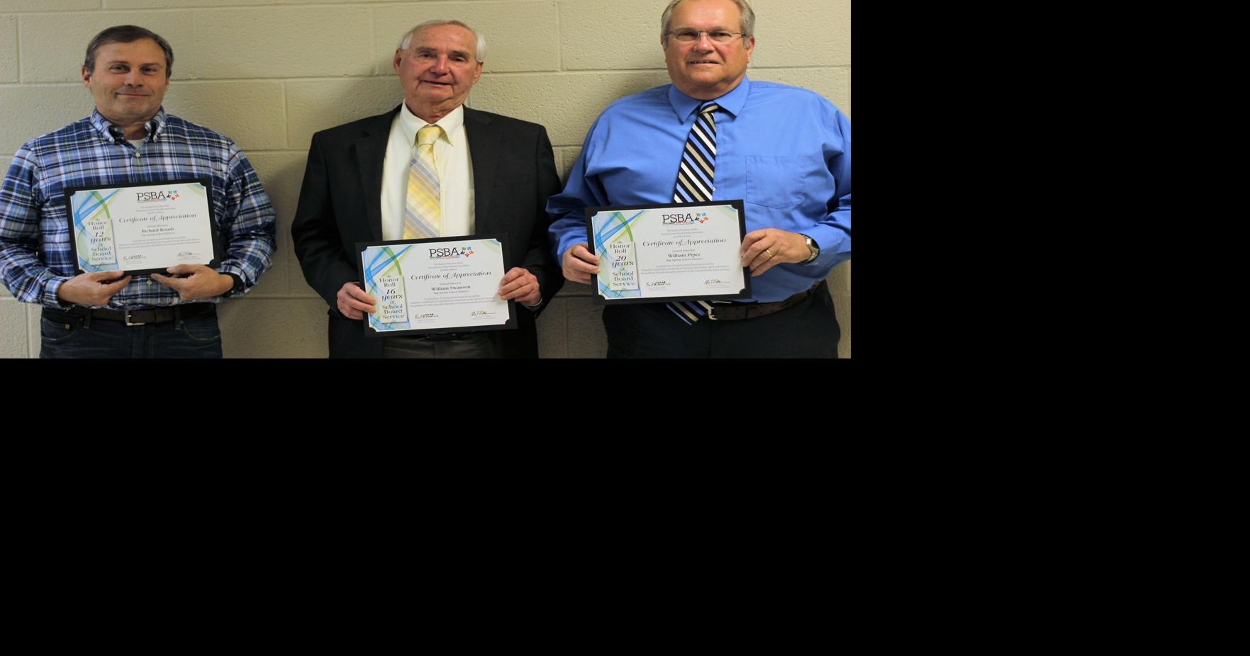 Roush, Swanson & Piper honored for school board service | Vts Community ...