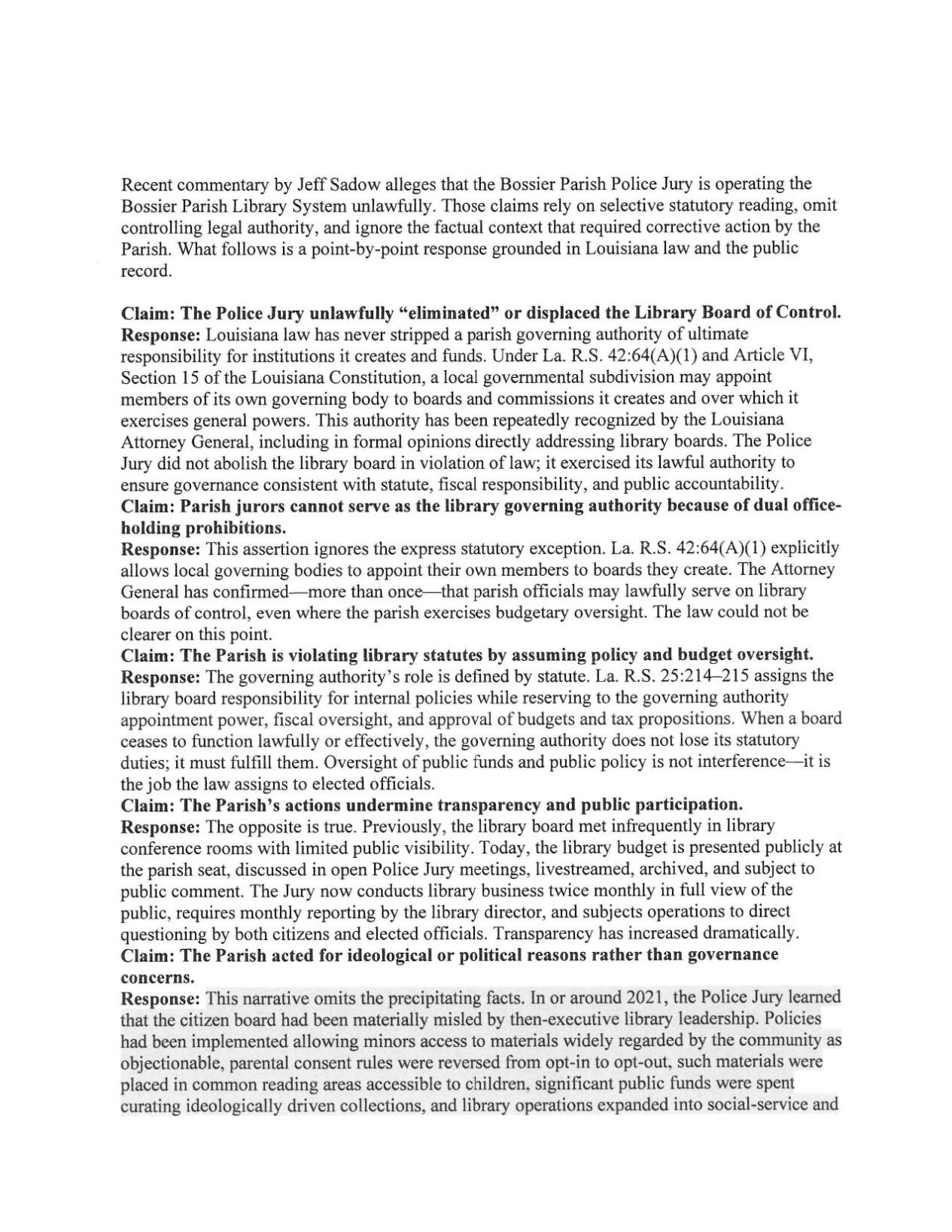 Patrick Jackson's Statement | | shreveportbossieradvocate.com