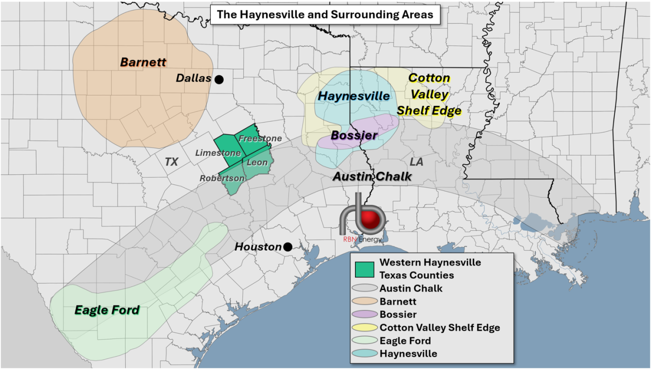 NW Louisiana Haynesville is good, central Texas is better ...