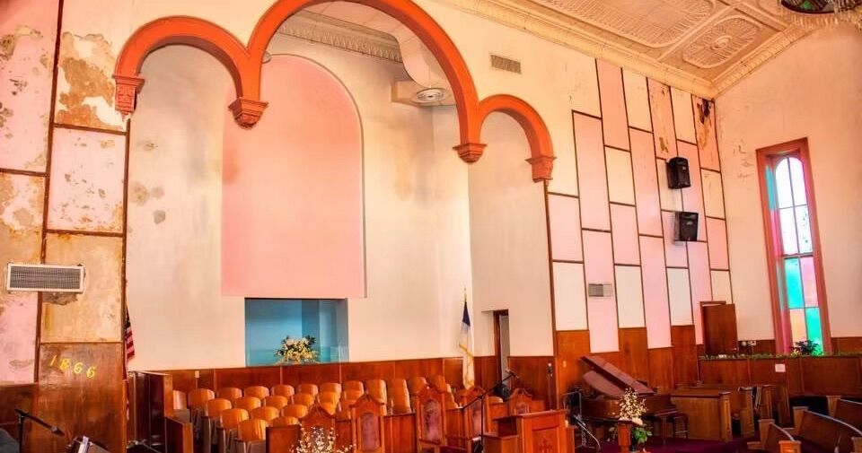 Antioch Baptist Church Interior Choir stand and pulpit ...