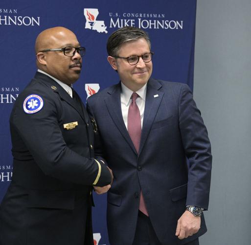 Speaker Mike Johnson gives challenge coins to SFD | News ...