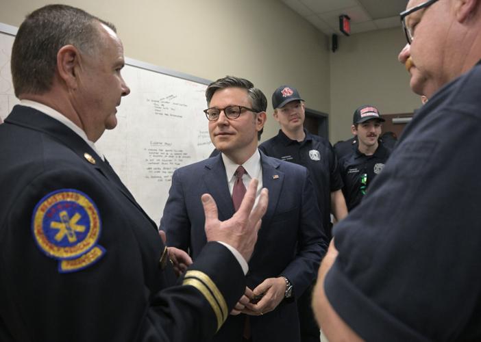 Speaker Mike Johnson gives challenge coins to SFD | News ...