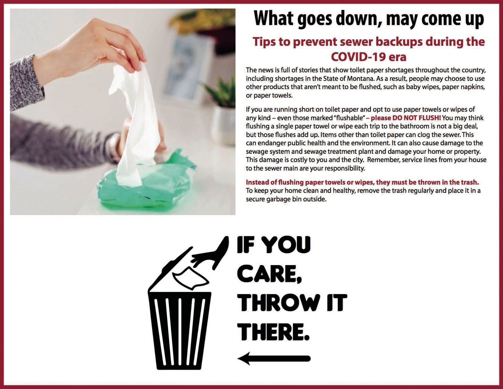 MMIA reminder: Use sewer-friendly toilet tissue | Coronavirus ...