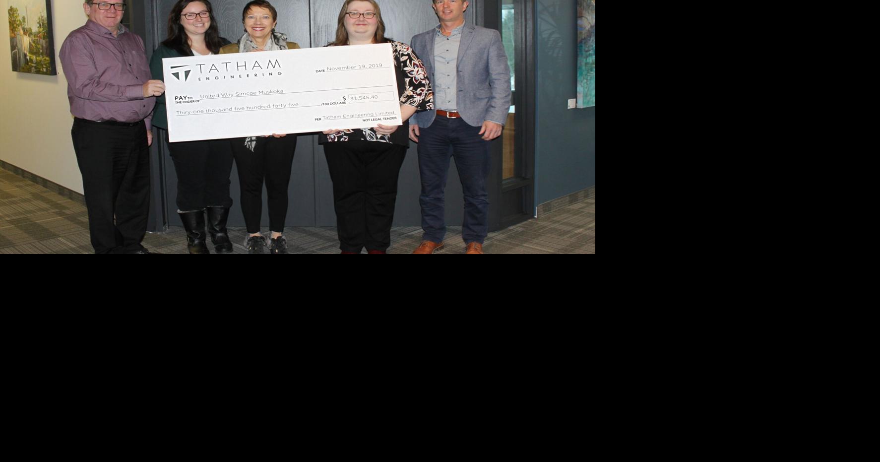 Tatham Engineering gives to United Way Simcoe Muskoka