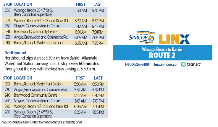 LINX bus service from Wasaga Beach to Barrie begins Aug. 6
