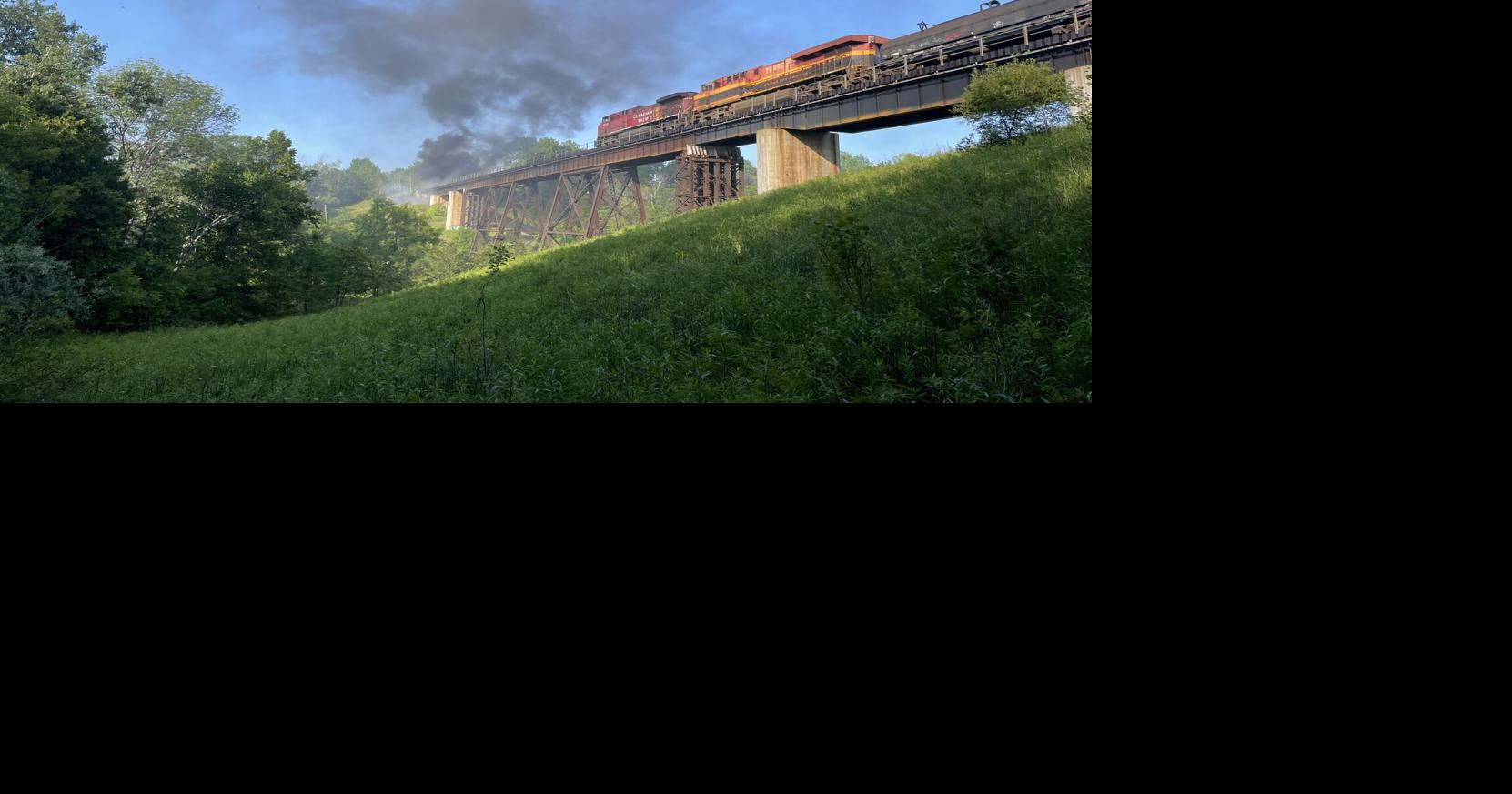 Fire damages train bridge near Baxter in Essa Township