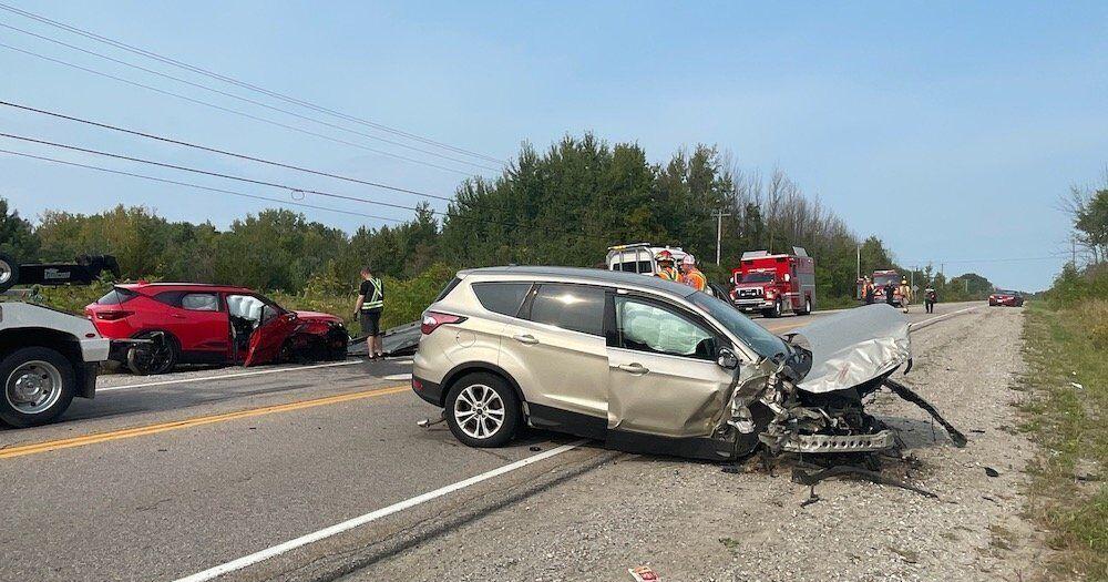 One sent to hospital after 4-vehicle crash in Tay Township