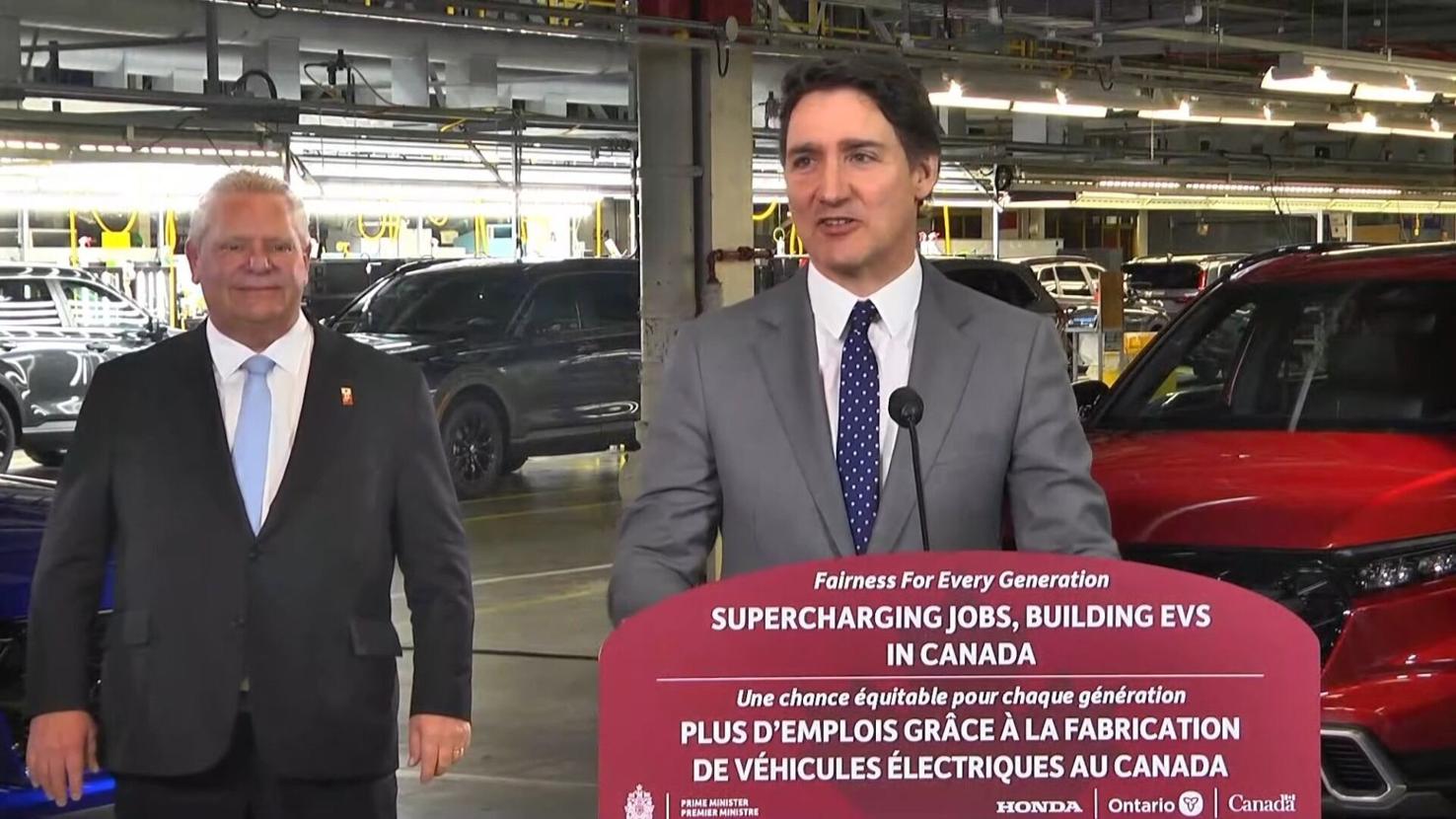 Trudeau, Ford in Alliston as Honda unveils $15B EV expansion