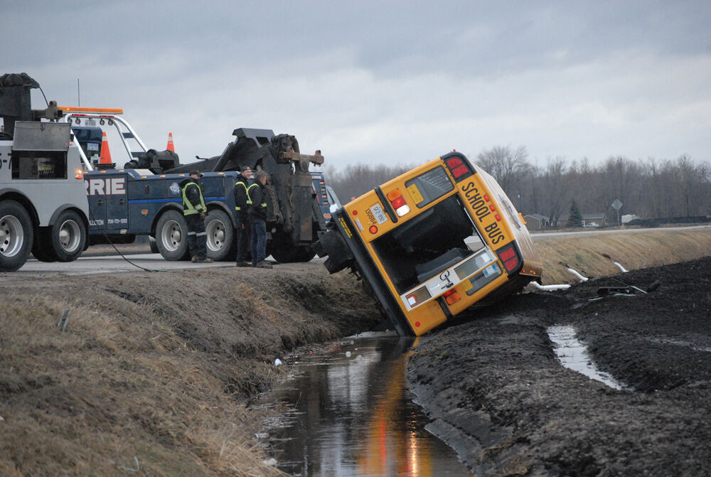 School bus slides into deep Innisfil ditch