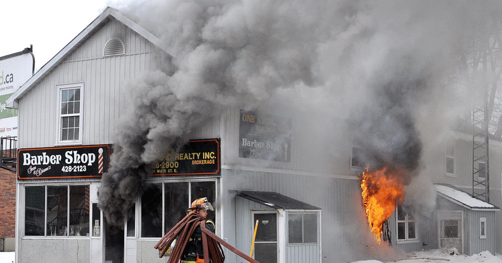 Fire on Main Street in Stayner