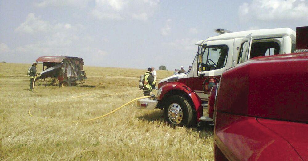 Baler catches fire in Clearview field