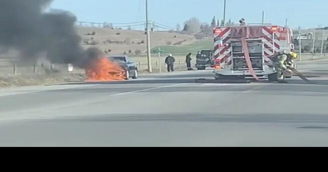 VIDEO: New Tecumseth fire crews put out car fire in Alliston