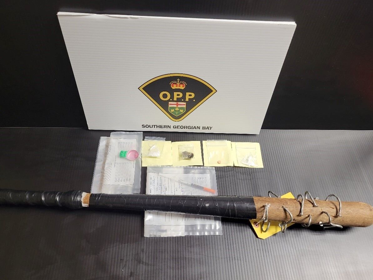 'Walking Dead' style modified bat seized, along with suspected drugs