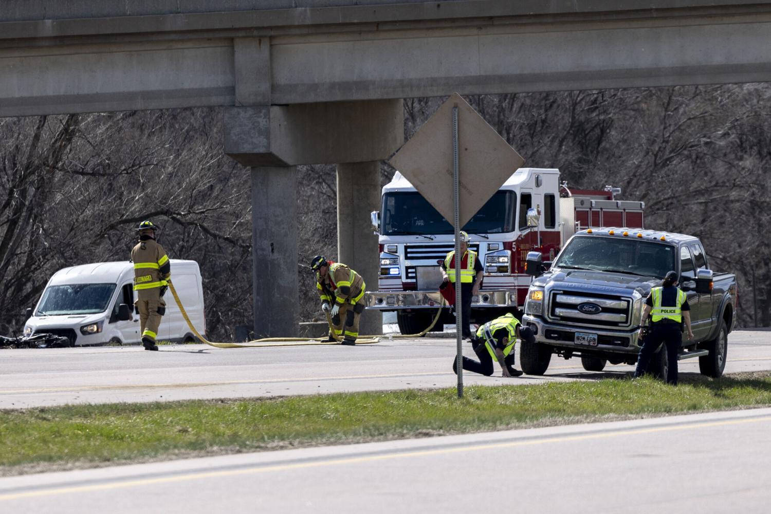 Motorcyclist hurt in fiery crash on U.S. 20 in Sioux City