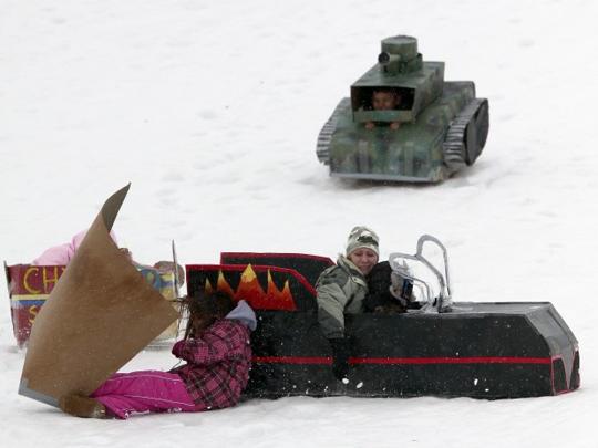 Cardboard Sled Races
