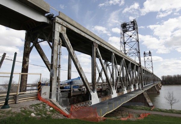 Pedestrians waiting to set foot on Meridian Bridge