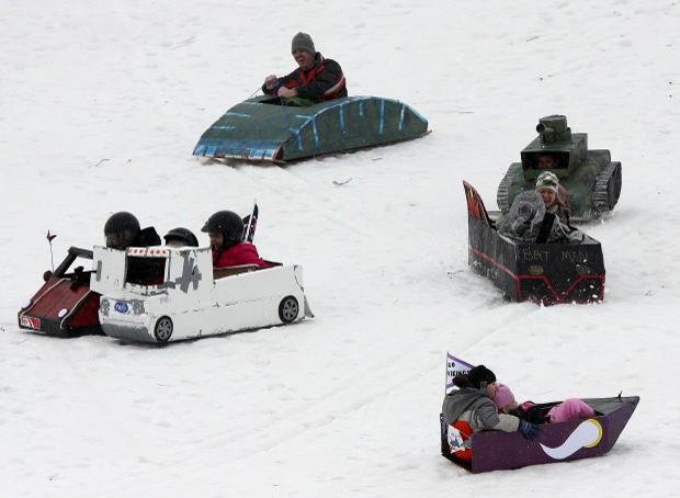 Cardboard Sled Races