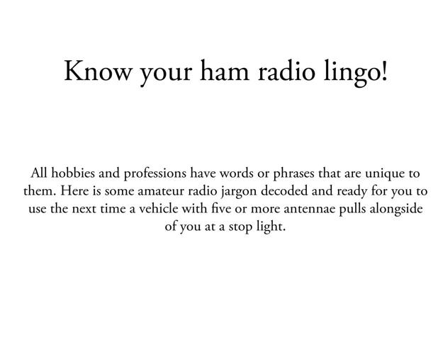 Know your ham radio lingo