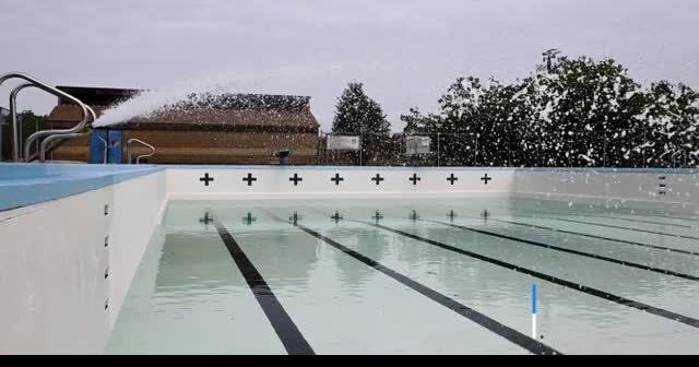 Lewis swimming pool gets filled with water