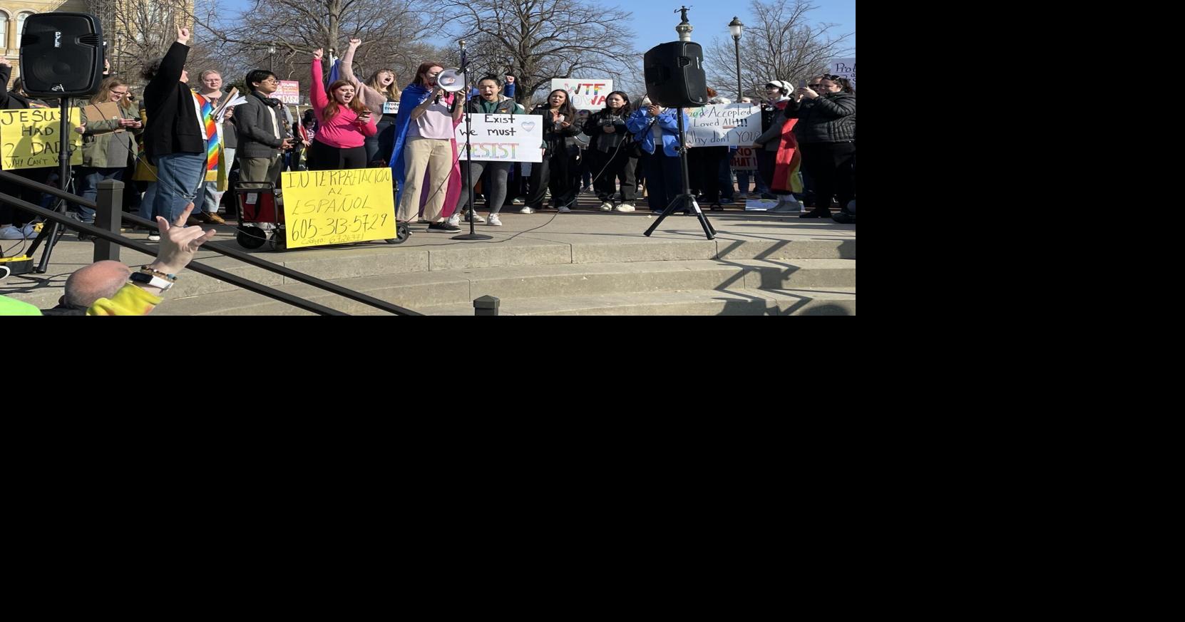 Hundreds protest LGBTQ bills at Iowa state Capitol