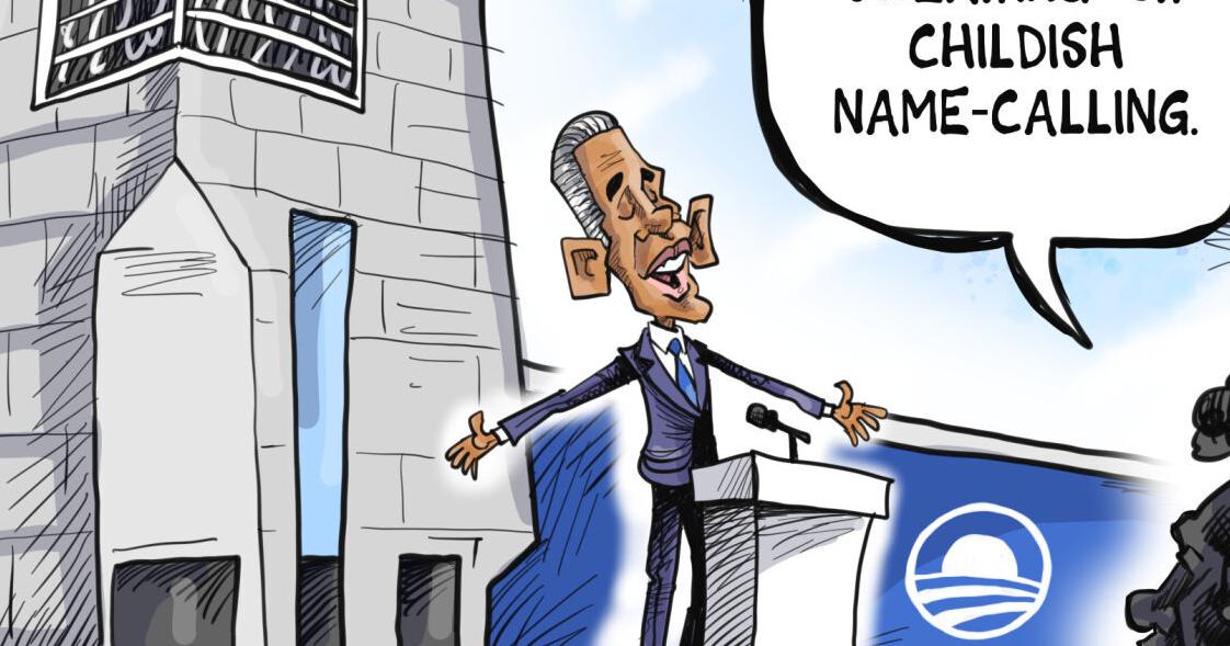5 political cartoons check out Barack Obama's presidential library