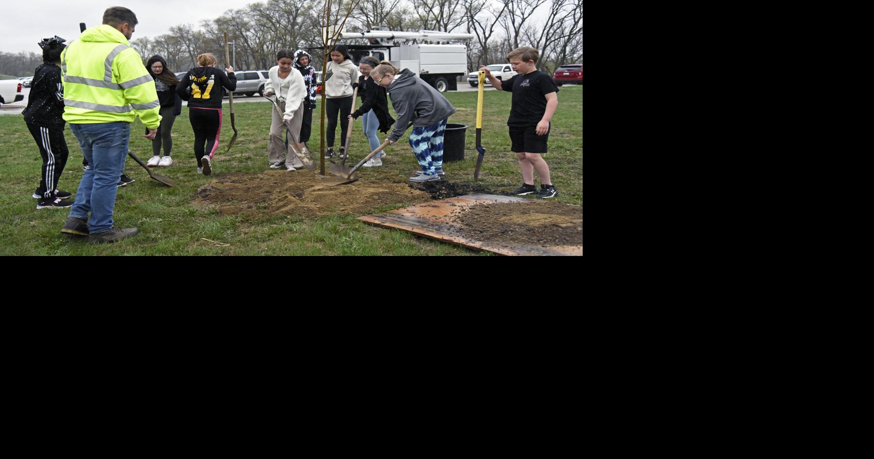 Unity students plant a tree for Arbor Day