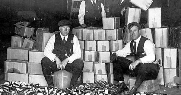1917: Police go after contraband booze in storage rooms