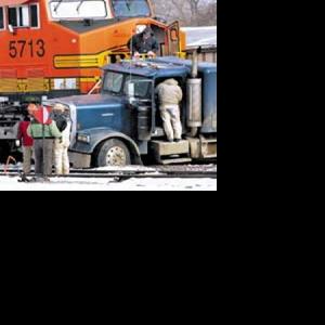 Train, semi collide in Hinton