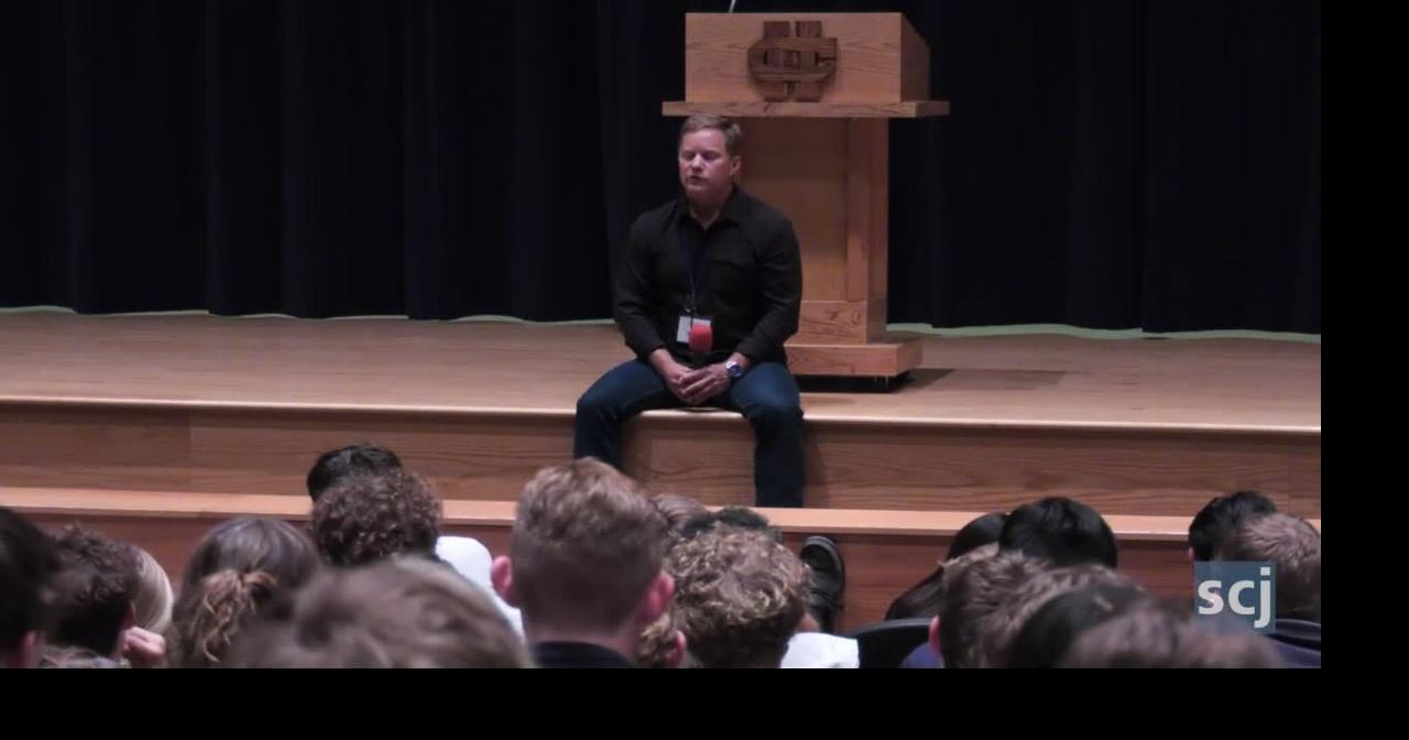 Former Navy SEAL Boyd Renner speaks at Bishop Heelan