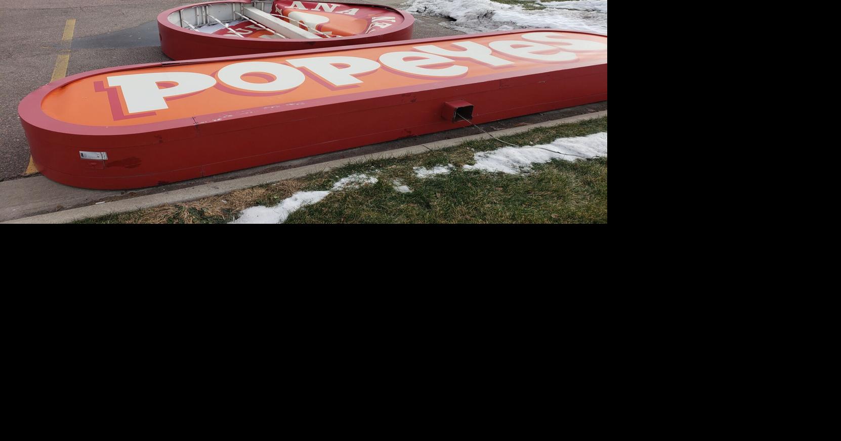 Downed Popeyes sign in Sioux City