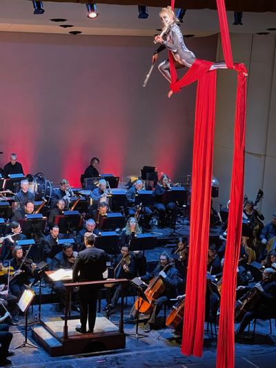 Aerial violinist makes Symphony concert a chiller