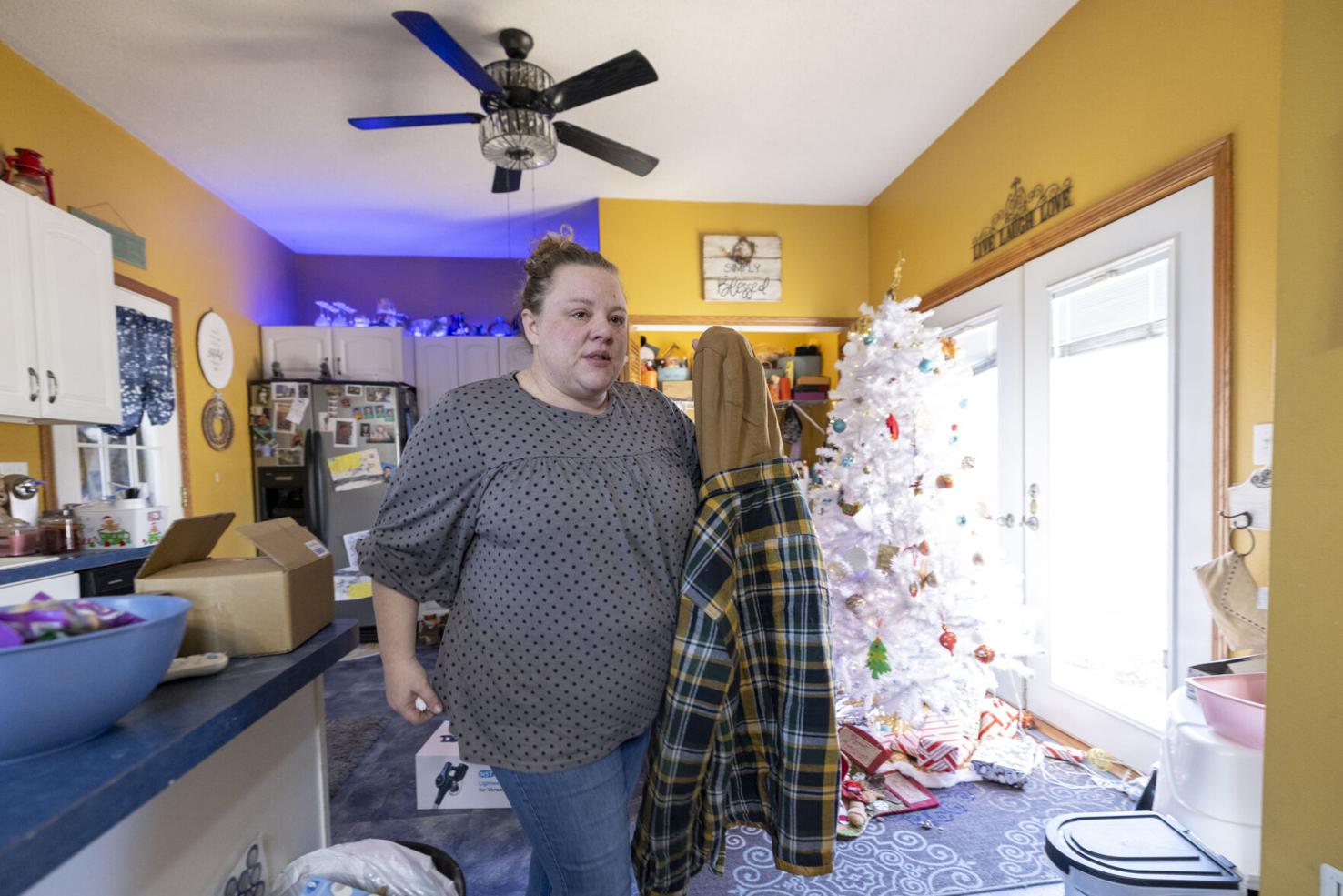 Sarah Schultz with a coat of David's