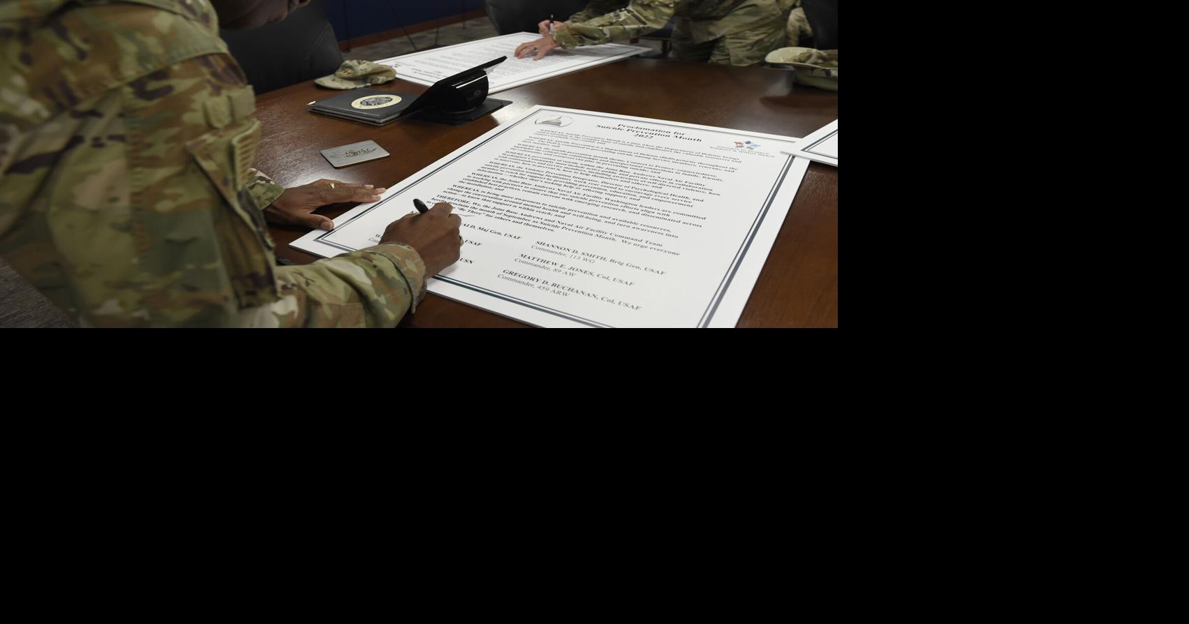 JBA leaders sign Suicide Prevention Month proclamation | Military ...