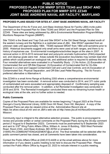 Joint Base Andrews public notice | Briefs | somdnews.com