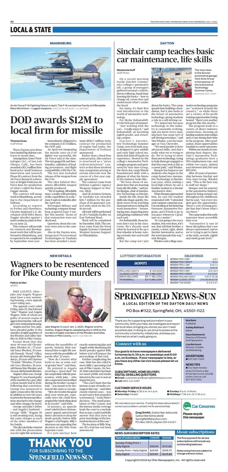 Page A2 | ePaper | springfieldnewssun.com