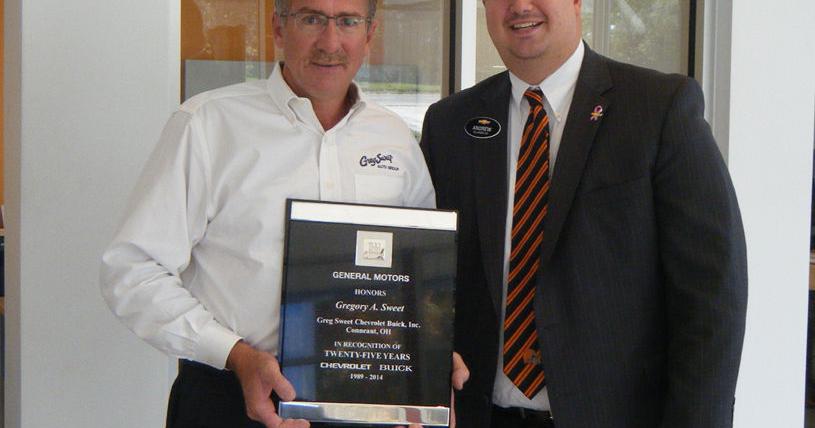 Local auto dealer Greg Sweet honored for 25 years selling Chevrolet ...