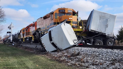 Semi-truck, train, and car collide in Kentland, injuring two | Homepage ...