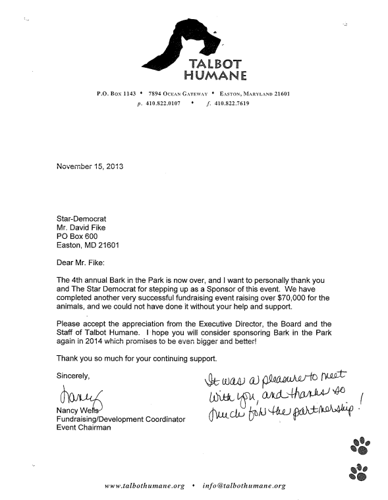 Talbot Humane Society letter | Recent Activity | stardem.com