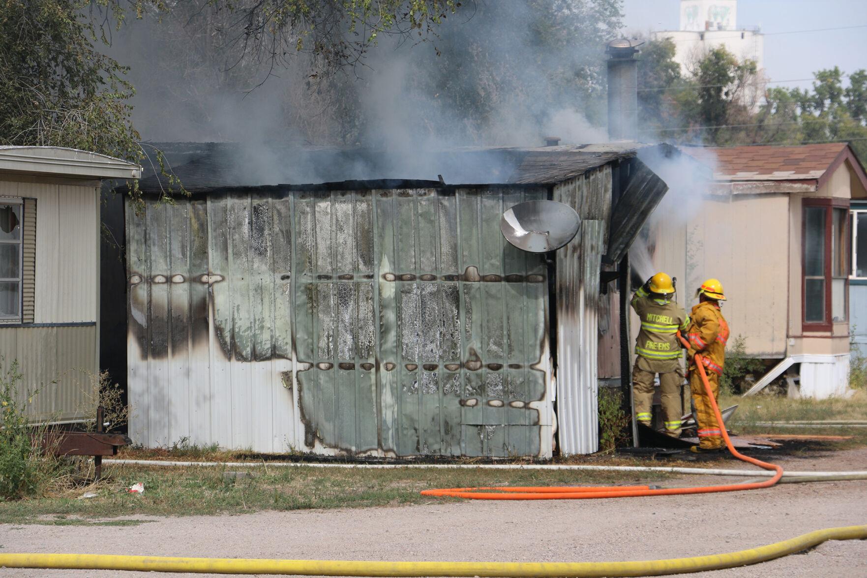 Fire destroys Mitchell mobile home
