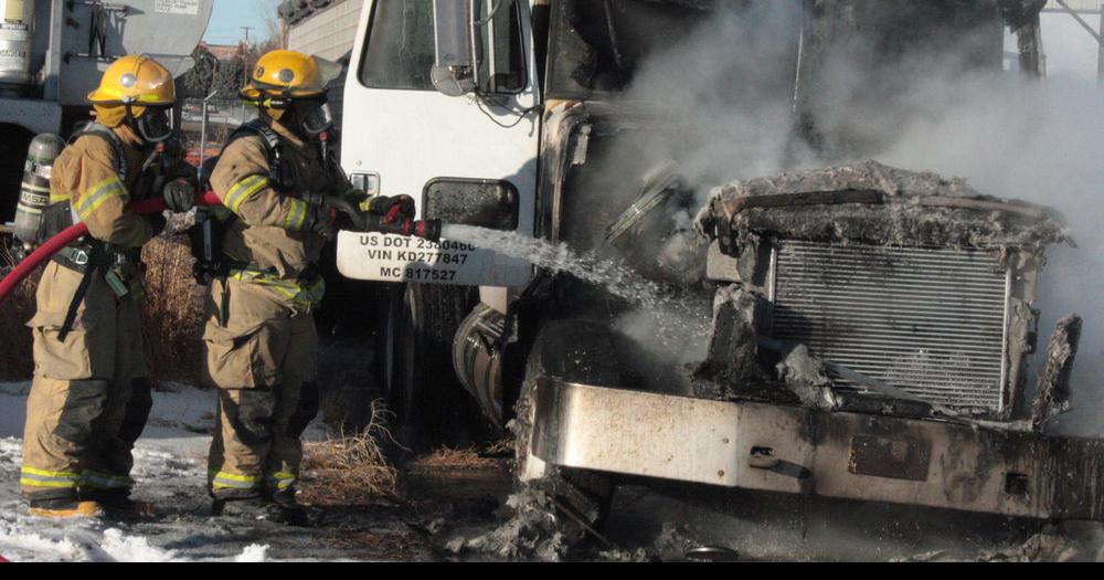 Gering firefighters respond to truck fire, semi totaled