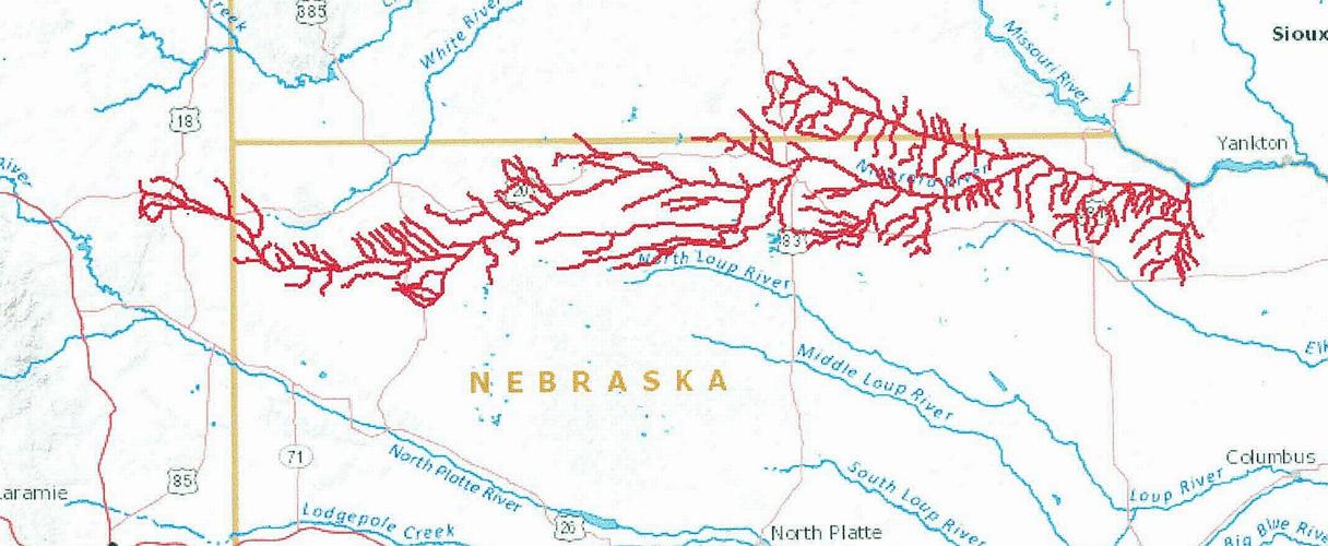 Major Nebraska rivers and their drainages: The Niobrara River, White ...