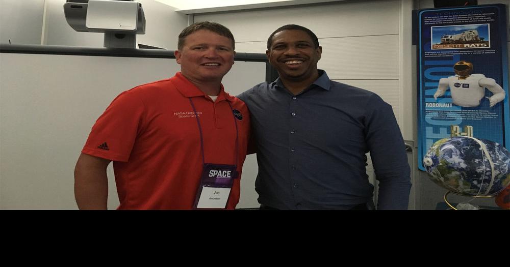 Scottsbluff's Jon Amundsen gives a presentation at Kennedy Space Center