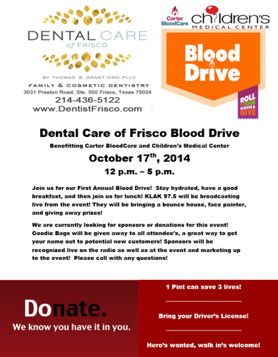 Blood Drive at Dental Care of Frisco-10/17/14 | News | starlocalmedia.com