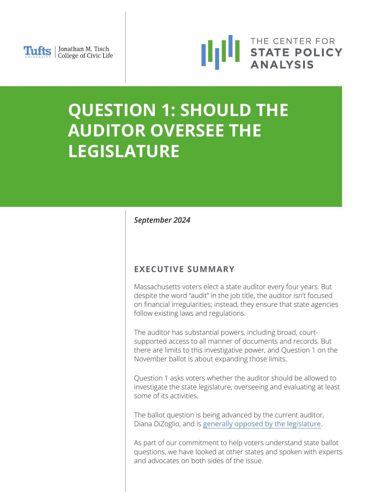 Question 1 CSPA Report | | statehousenews.com