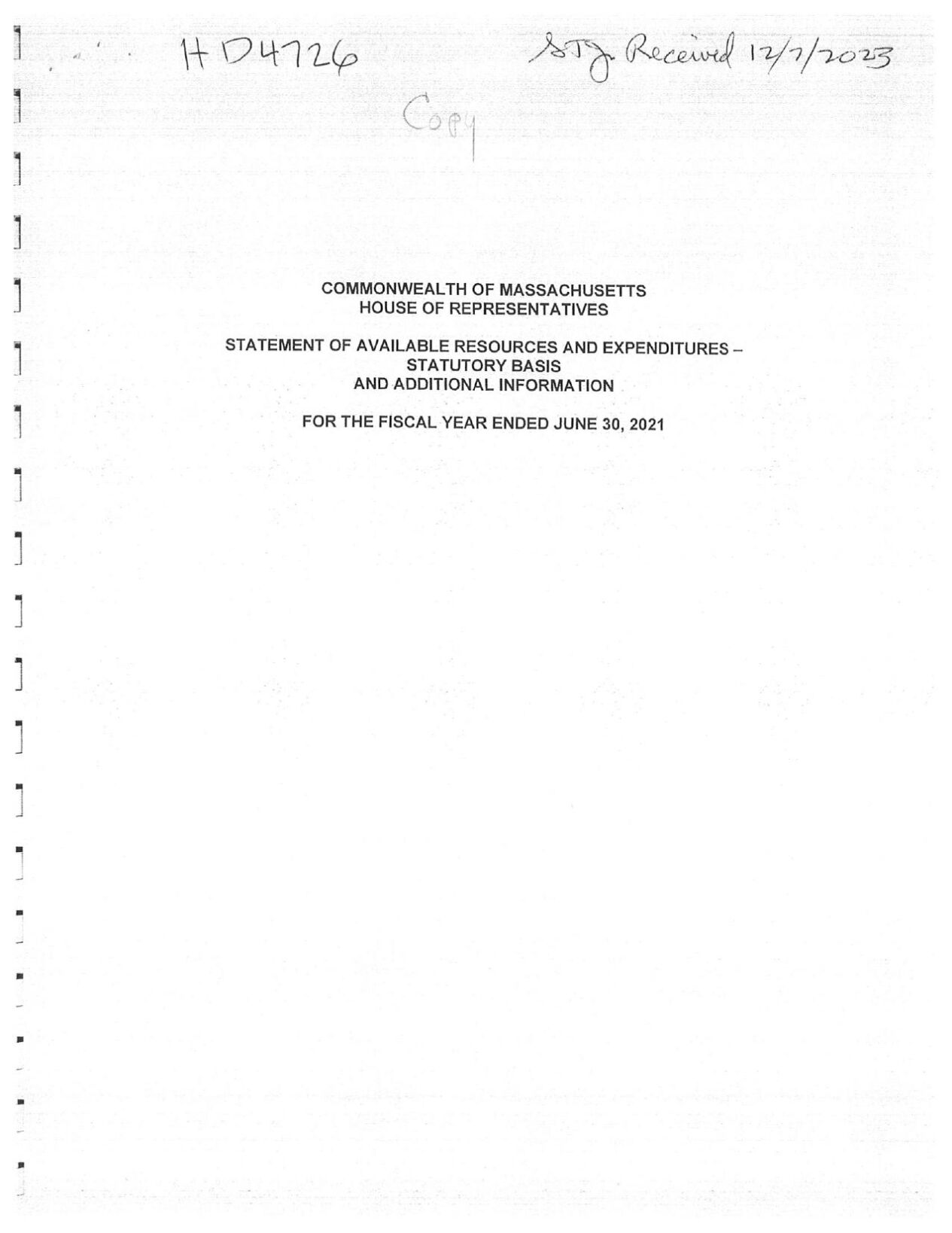 House Audit Fiscal 2021 | | statehousenews.com