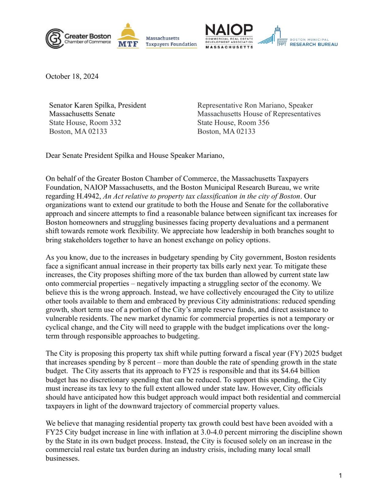 Biz Groups On Boston Property Taxes | | statehousenews.com