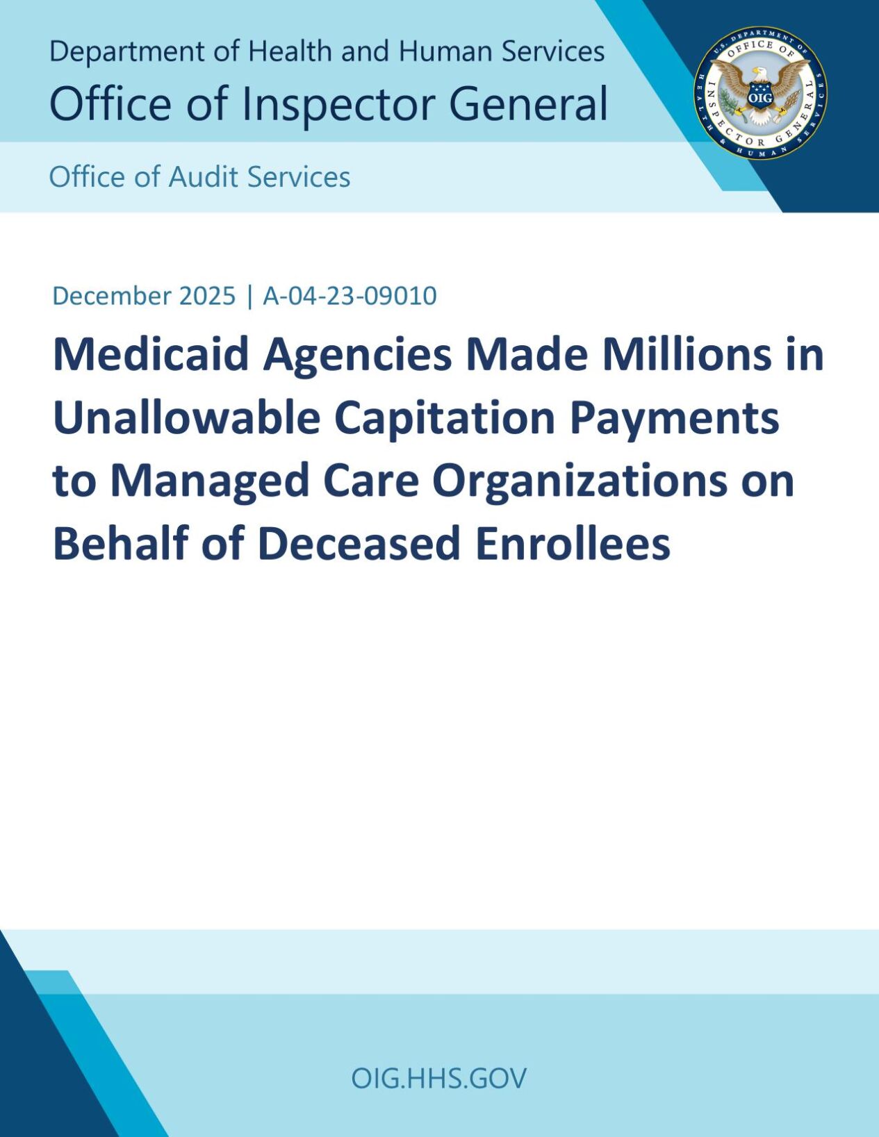 HHS IG Medicaid Report | | statehousenews.com