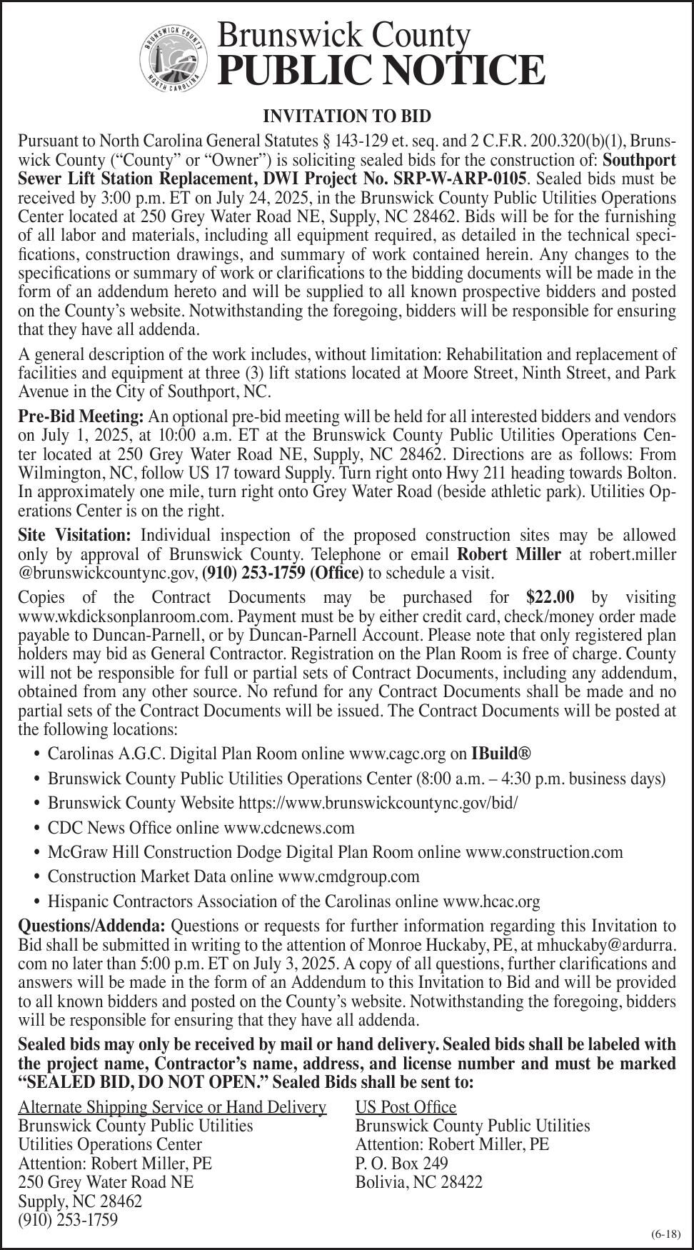 Brunswick County | Public Notices | stateportpilot.com